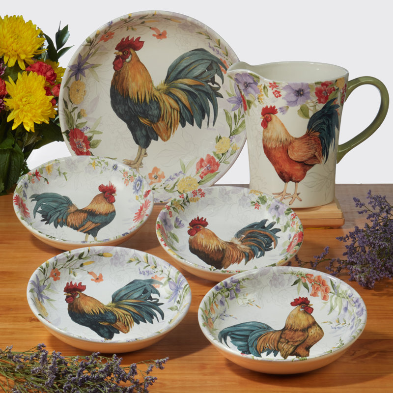 Certified International Floral Rooster Canister Set 3 Pc. 54, 72, 104 Oz. & Reviews | Wayfair